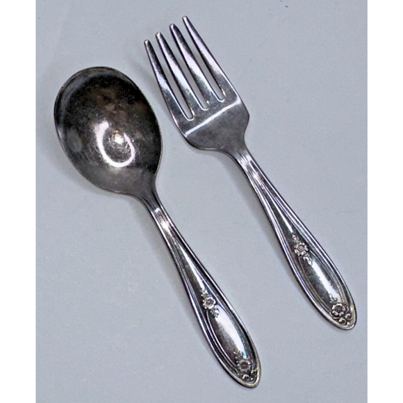 Oneida | Dining | Oneida Ltd Silver Plated Baby Spoon Fork Set 2 Pc ...